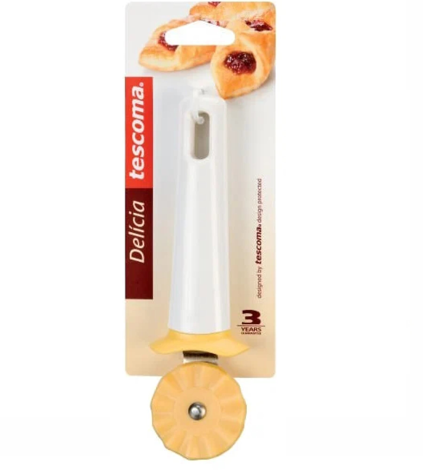 Нож-колесико Tescoma Delicia 630020, для нарезки теста, желтый