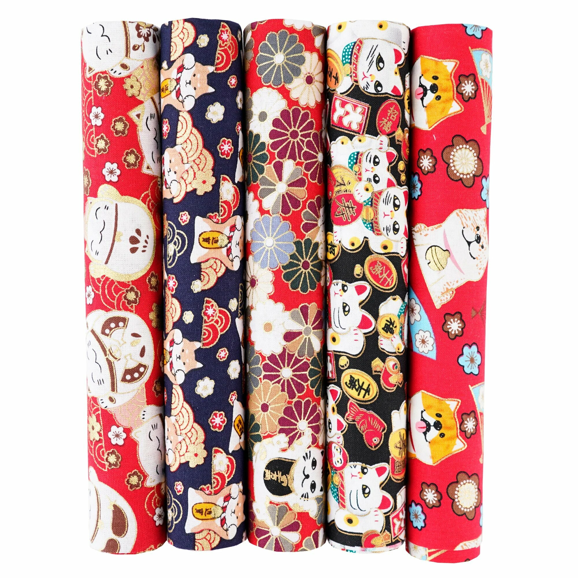Ткани хлопок 5 шт. 25x25 см, Dog Cat