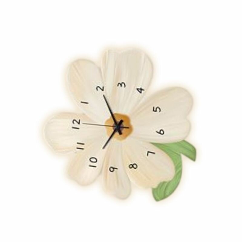 Ресторанные простые креативные часы со светло-кремовым цветком
