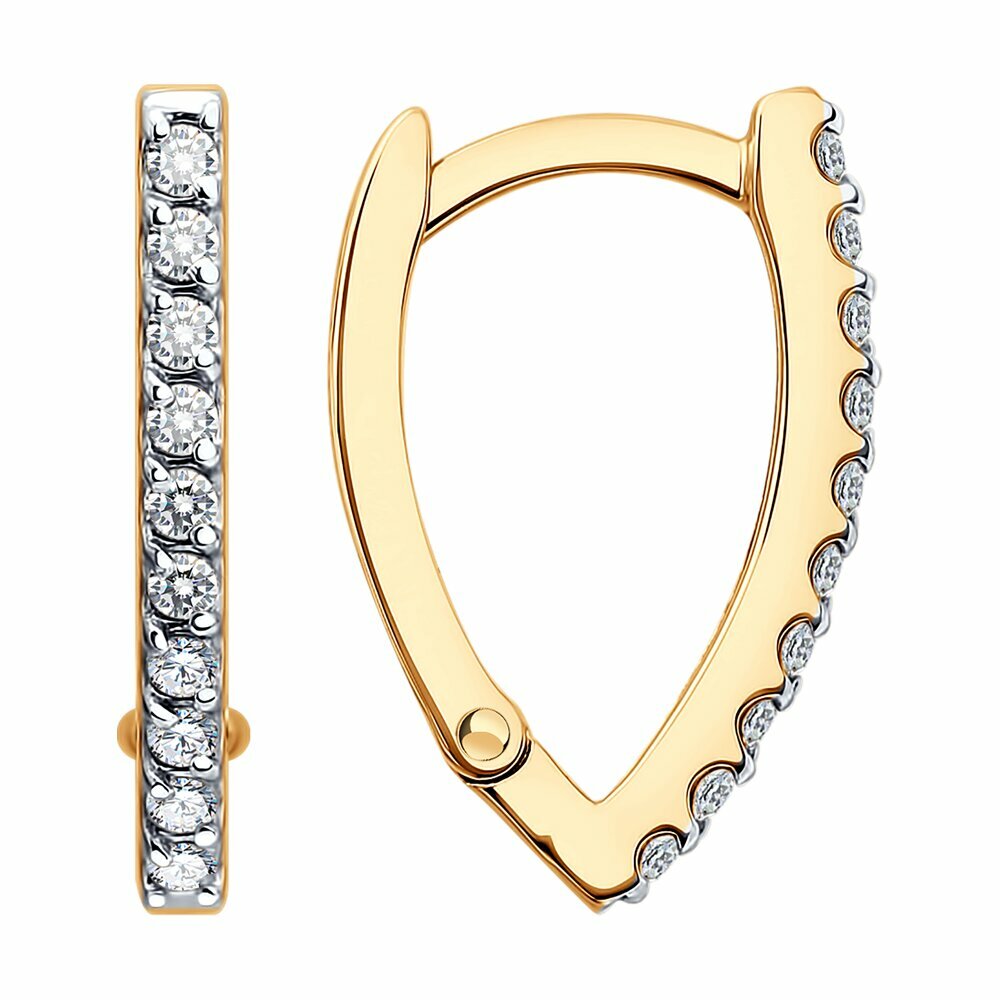 Серьги, красное золото, 585 проба, фианит