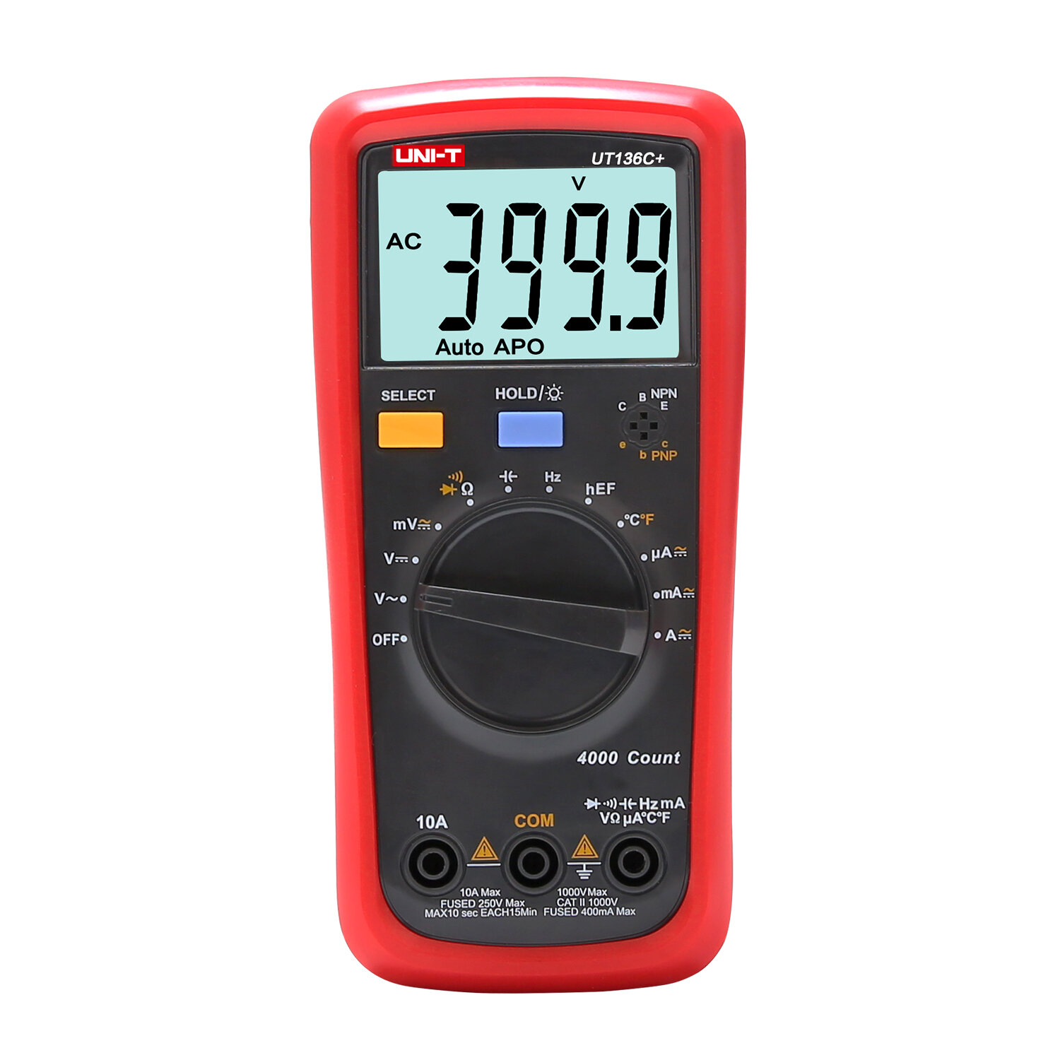 Мультиметр UNI-T UT136C+, CAT II, CAT III, 10 A, 1000 V, подсветка ЖК-дисплея