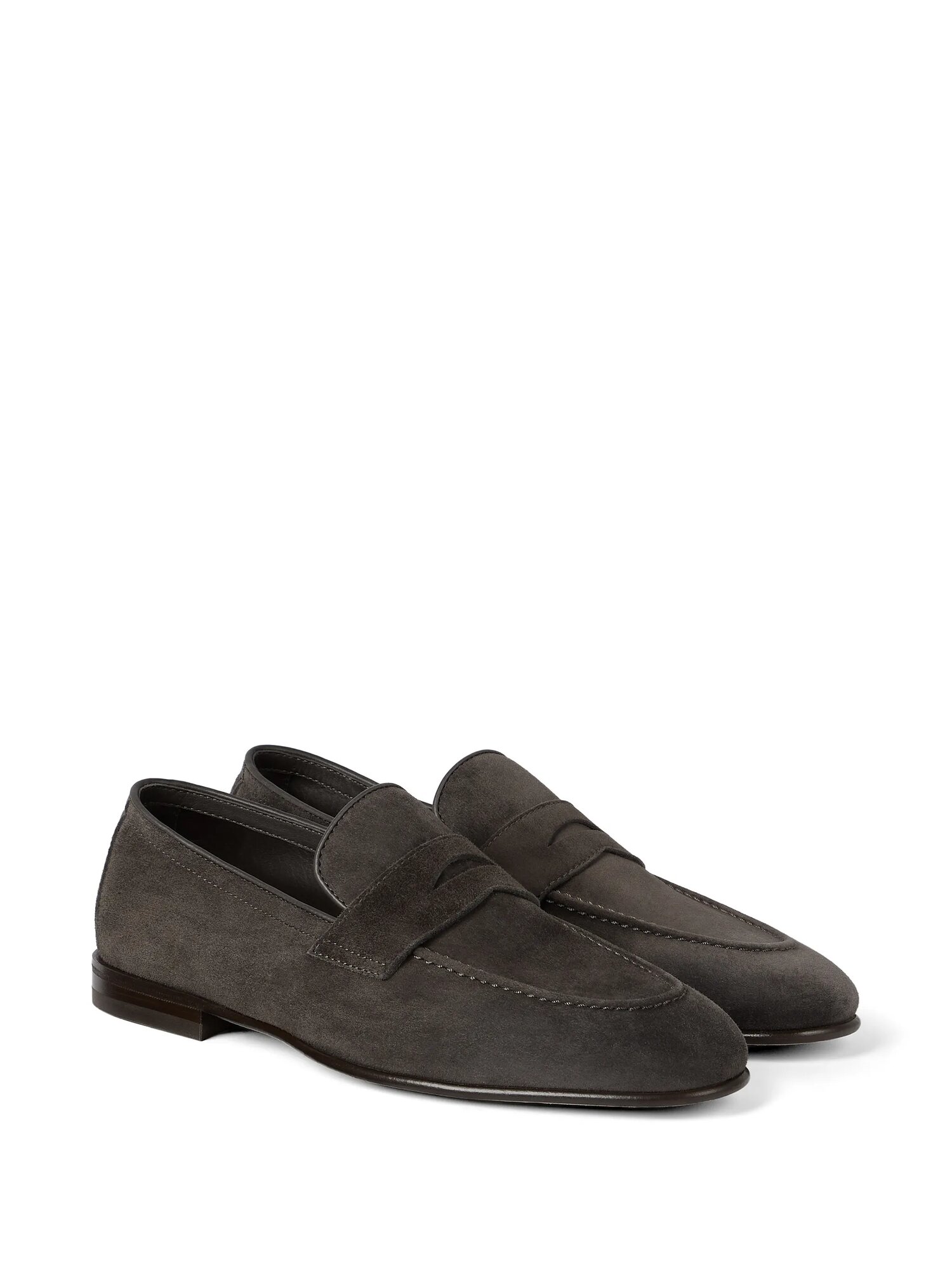 Лоферы BRUNELLO CUCINELLI Suede soft penny loafers, размер 45, коричневый — фото 1