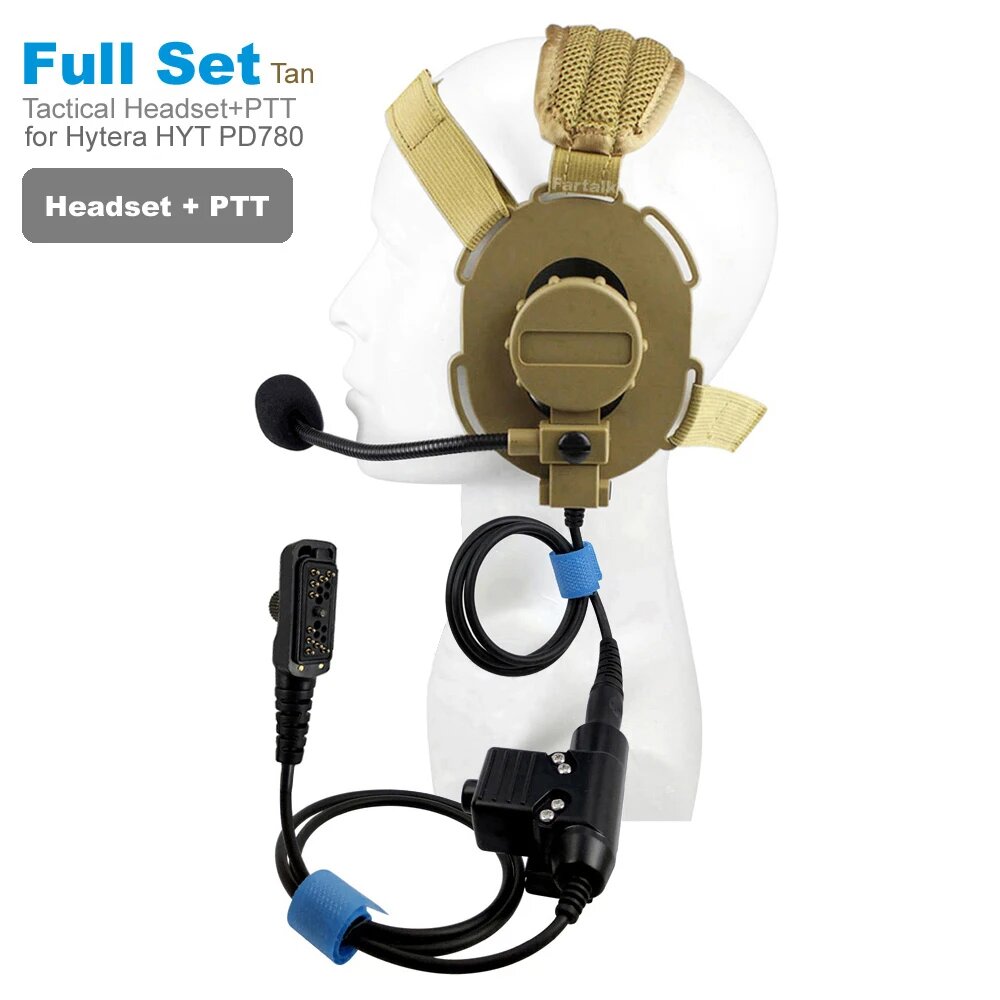 Тактическая гарнитура Fartalk FT03 U94 PTT для Hytera Full Set Tan PD780