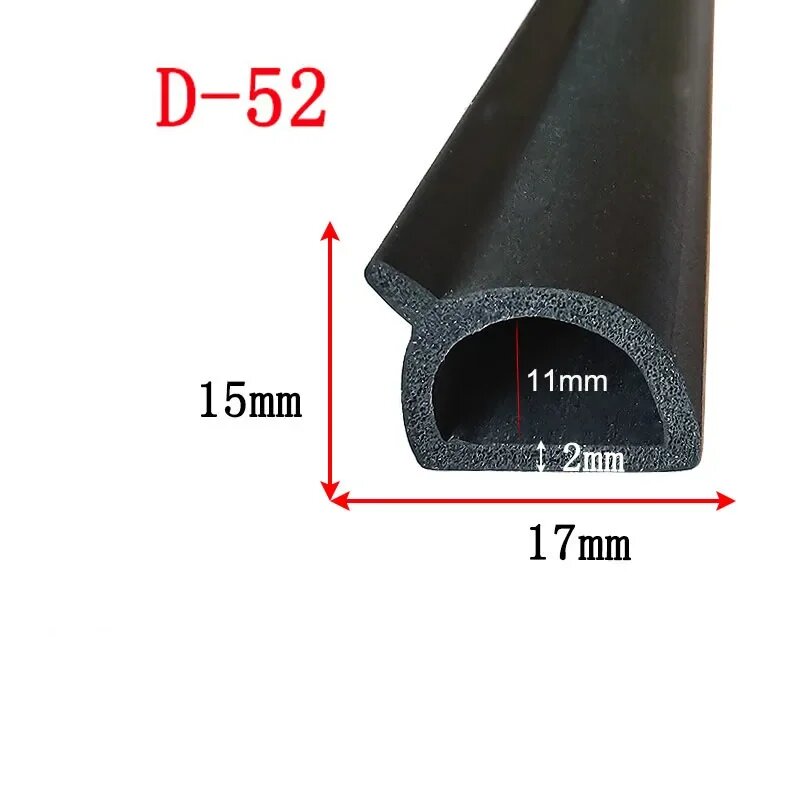 Самостоятельная уплотнительная лента D-образная черная 1/3/5 м D-52, 5 meter
