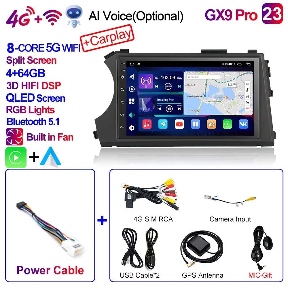 Автомагнитола CAIXI, 2 din, Android 12, для Ssangyong Kyron Actyon 2005 2006 - GX9 Pro(4-64GB)-0