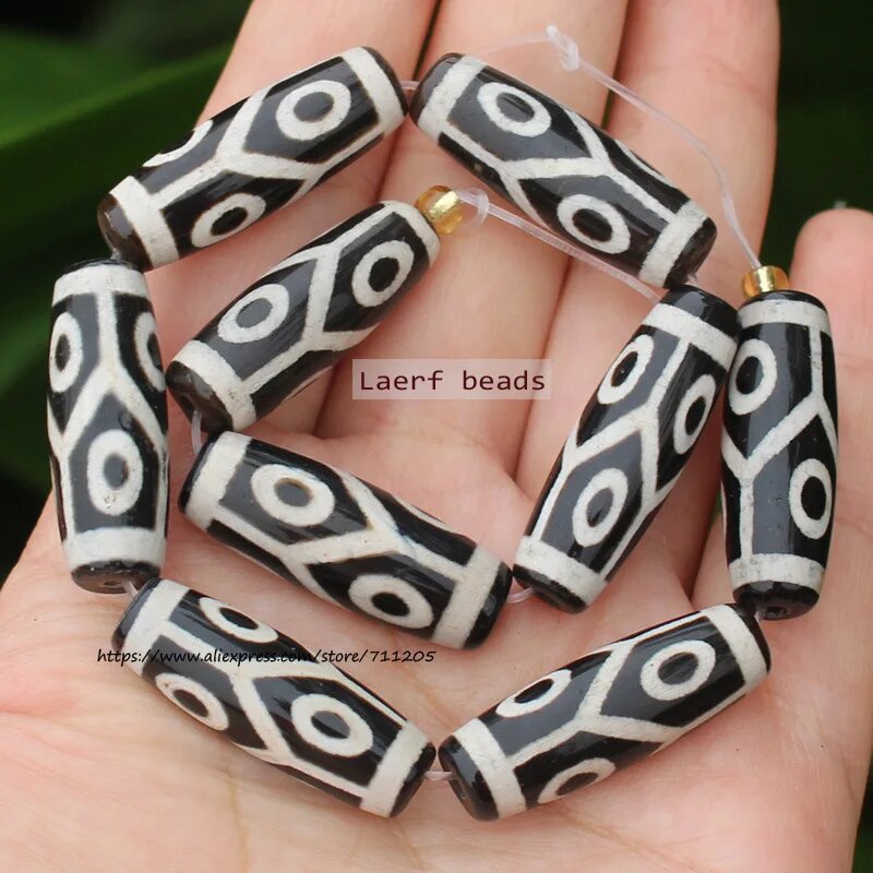 Черный Тибетский ДЗИ агат бусины лаerf beads Fushou 6EYES