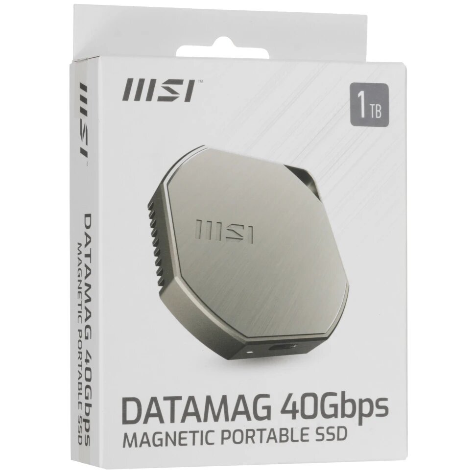 1024 ГБ Внешний SSD MSI DATAMAG [S78-440L3B0-P83], USB 4, магнитное крепление, серый