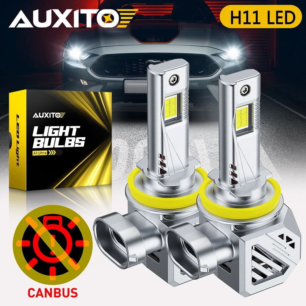 2 шт. светодиодные лампы AUXITO H11 Ultra LED Canbus Turbo для фар VW, Volvo, Mazda, Kia, супербелые, высокой мощности, 80 Вт, 25000 лм, 12 В, автомобильные лампы