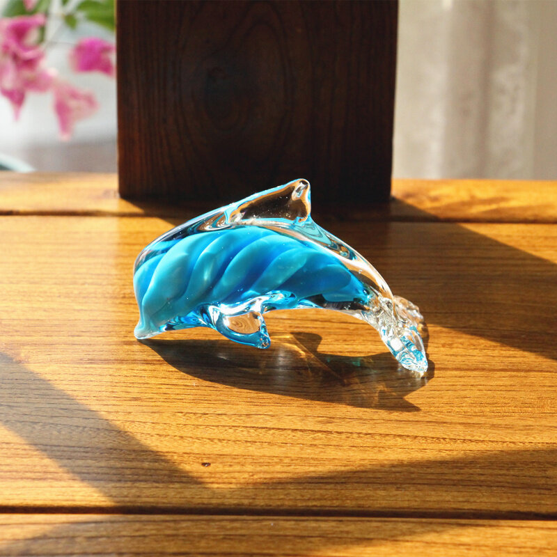Милый стеклянный декоративный дельфин, украшение для комнаты в морском стиле, сувенирный подарок.