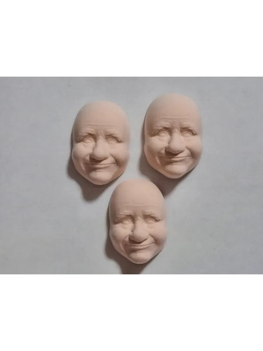 Набор лиц для ватной игрушки - 3 шт, цвет - беж