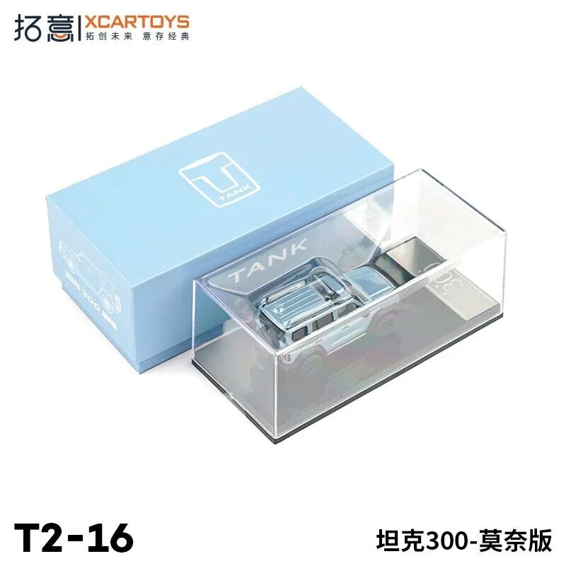 Машинка металлическая модель XCARTOYS, танк 300T2-16 синий, прозрачная коробка