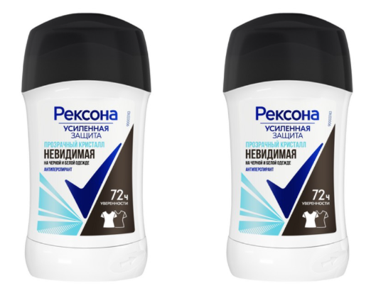 Рексона Дезодорант стик женский Прозрачный кристалл 40 мл, 2 шт