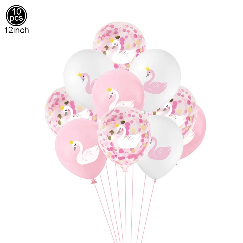 Розовый белый латексный шар Лебедь Принцесса 12 дюймов Розовый, 12inch 10pcs