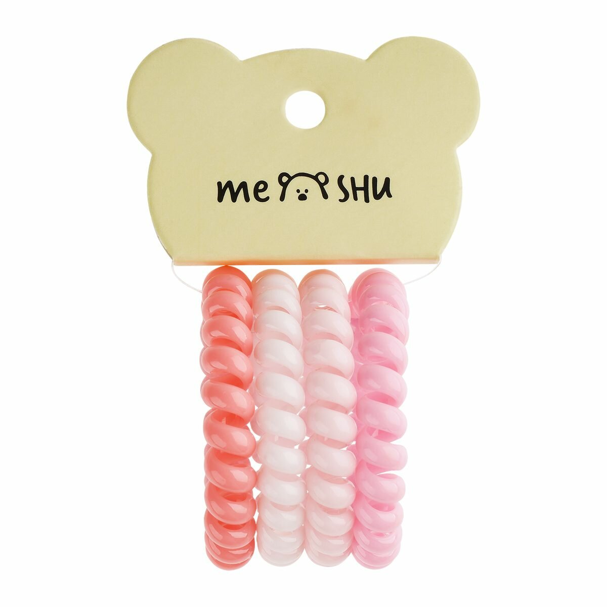 Резинки для волос MESHU, пружинки, розовые 4шт, европодвес (MS_60570), 8 уп.