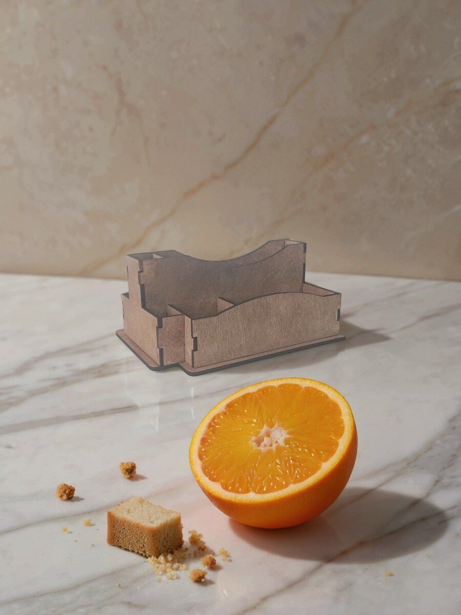 Салфетница деревянная, кухонная, интерьерная. Подставка, органайзер для специй и салфеток, ЭКО, цвет орех, из дерева, 9 отделений,14см х 8см х17см