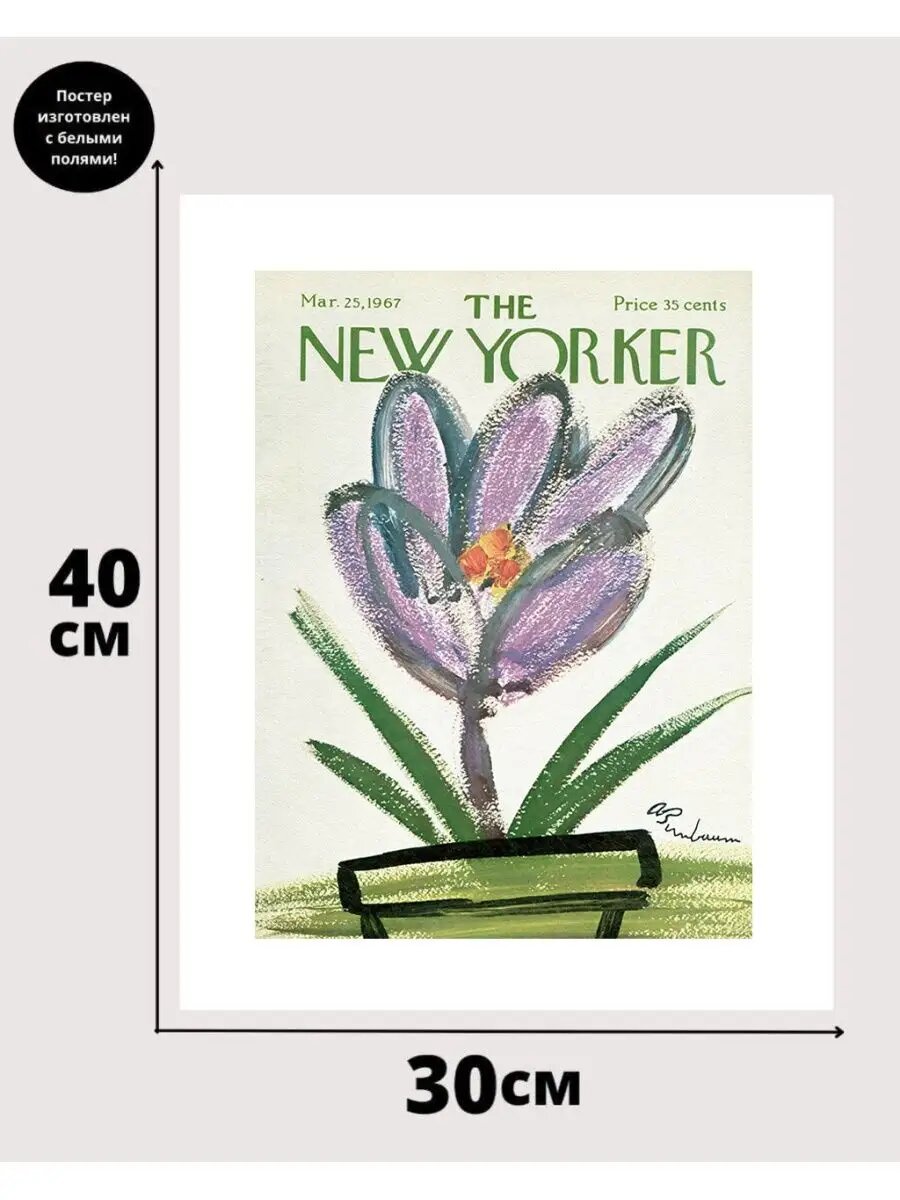 Постер New Yorker Нью Йоркер март, 30 x 40 см (с полями), бумага, без рамы