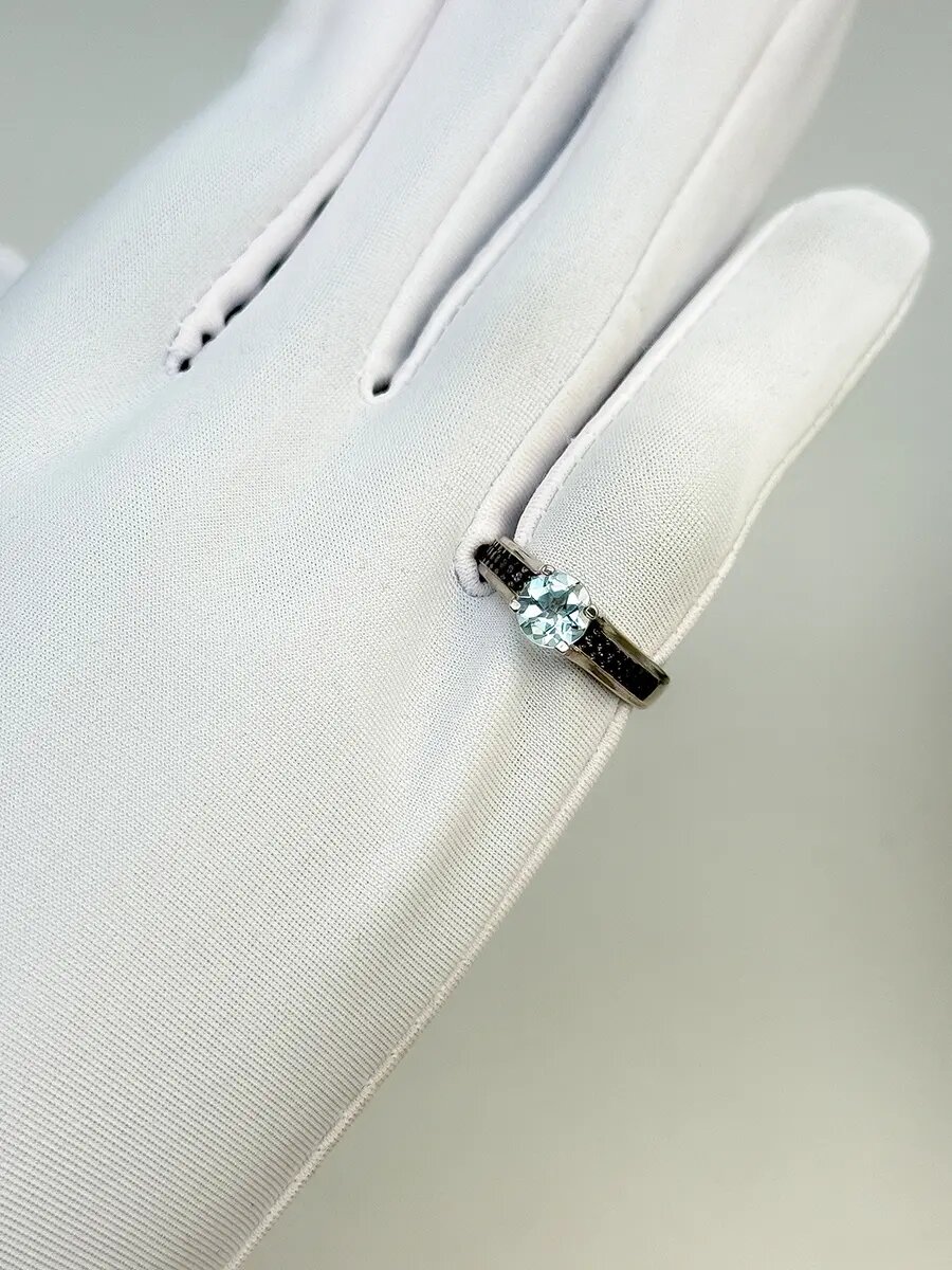 Кольцо, серебро, 925 проба, родирование, чернение, топаз