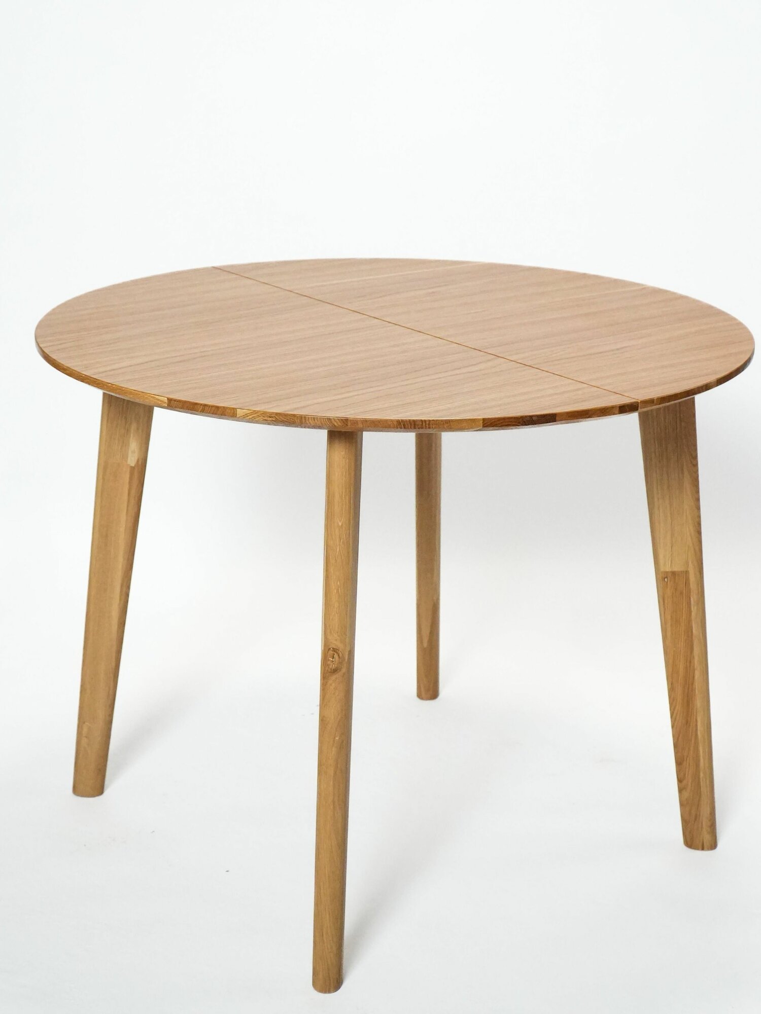 Стол обеденный Москва из массива дуба, раздвижной 100х76 см, натуральный, круглый. Товар уцененный