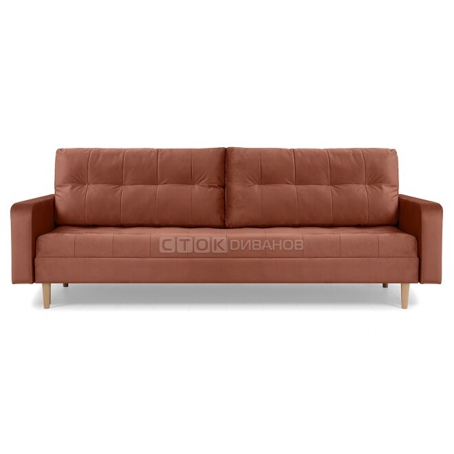 Диван Сток Диванов Бали, ярко-коричневый велюр, 235 см, механизм еврокнижка