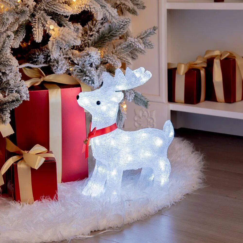 Фигурка светящаяся Олень 32 см Акриловая новогодняя фигура для декора