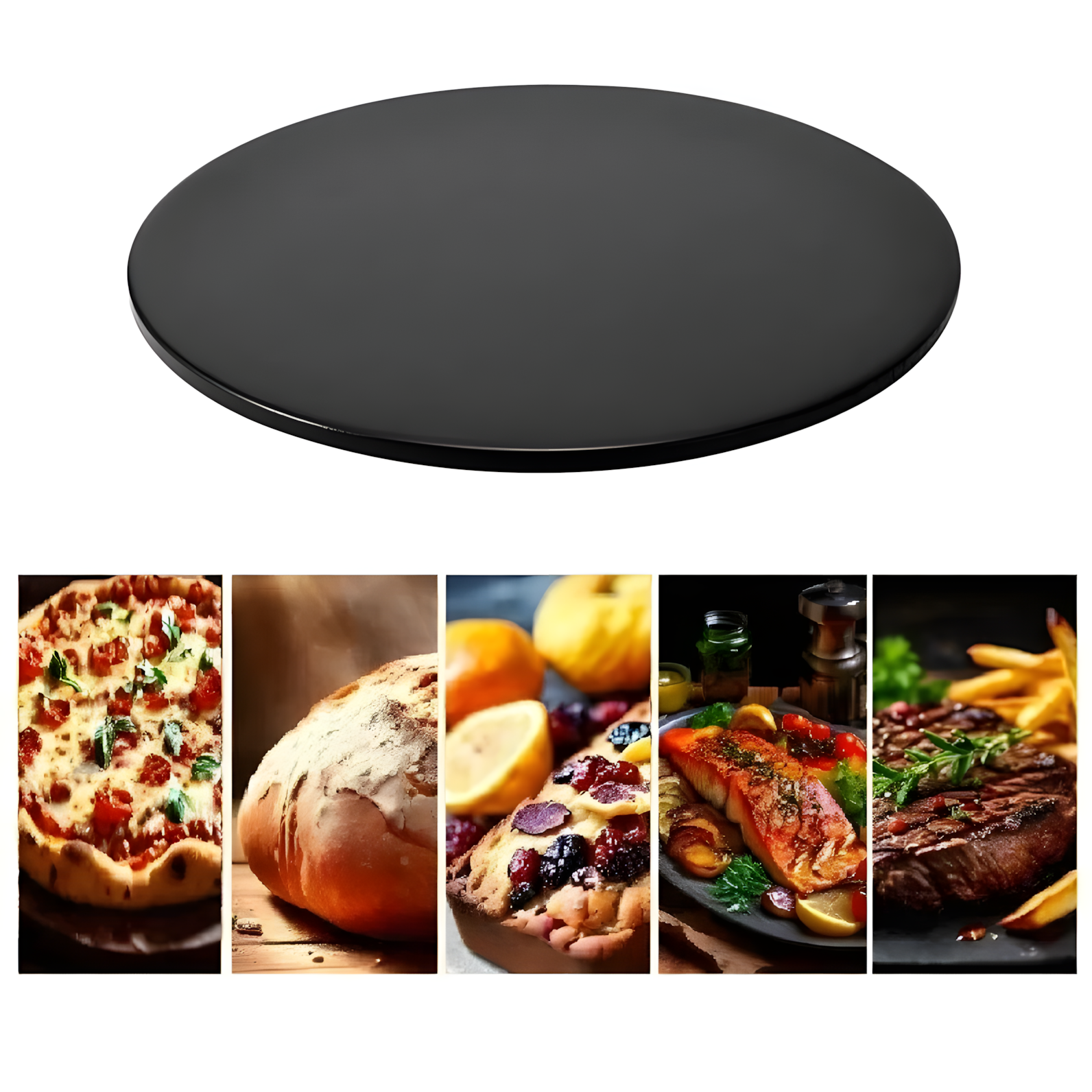 Пекарский камень "Без бренда", для пиццы, керамический кордиерит, круглый, 33см, черный