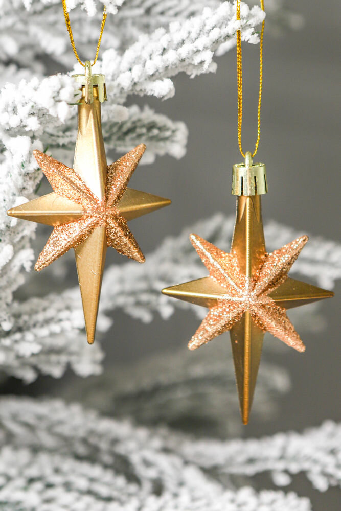 Ёлочное украшение рождественская звезда, пластик, матовая, 8 см, 2 шт, Kaemingk 028713-2