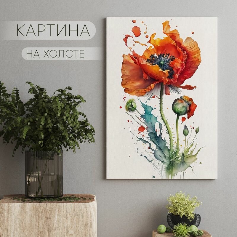 Картина на холсте Маки красивые цветы эстетика природа (28) 20х30 см