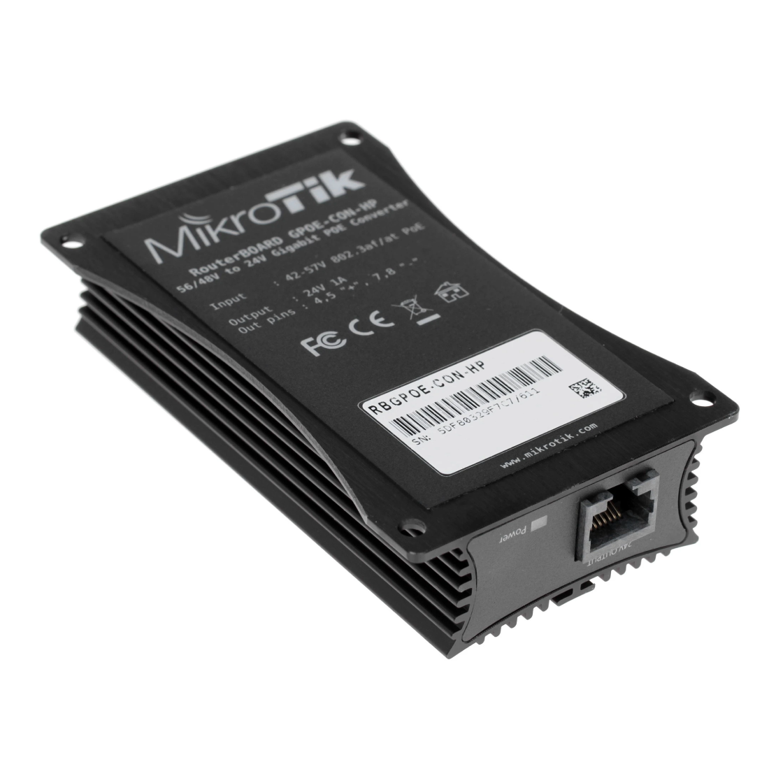 Преобразователь MikroTik RBGPOE-CON-HP, 2хEthernet 10/100/1000 Мбит/с, PoE 48 В, черный