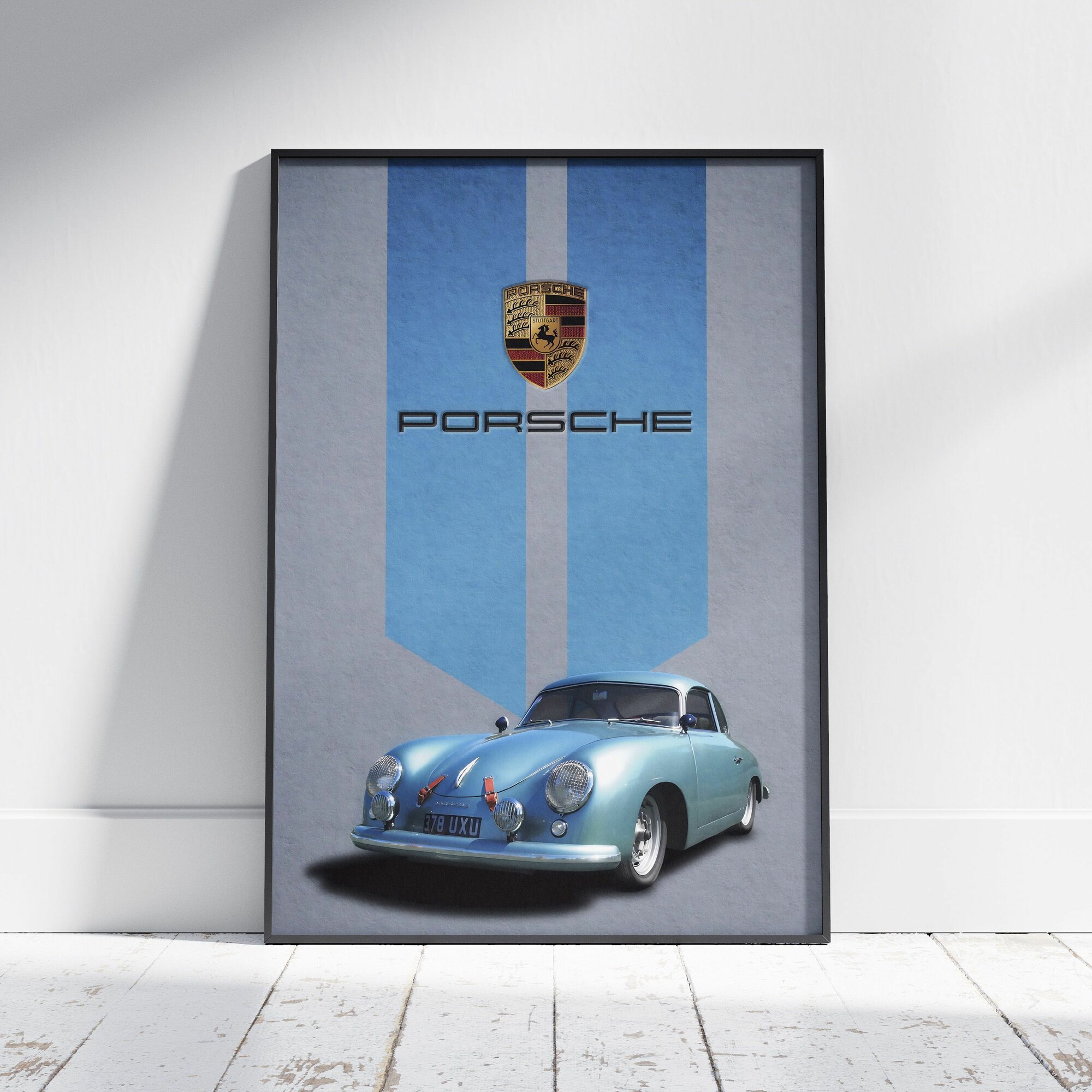 Плакат на стену для интерьера Культовые машины (Porsche 356 3) - Постер по легендарным и классическим ретро автомобилям формата А4 (21x30 см)