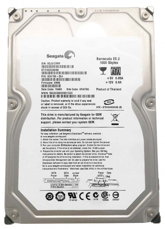 Жесткий диск Seagate 9CA158 1Tb SATAII 3,5" HDD