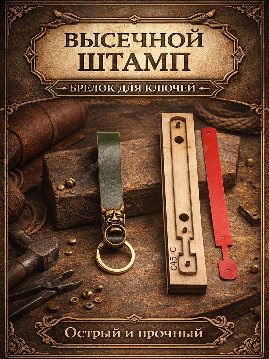 Штанцформа для вырубки кожи, 22 см, высокоуглеродистая сталь, деревянный корпус