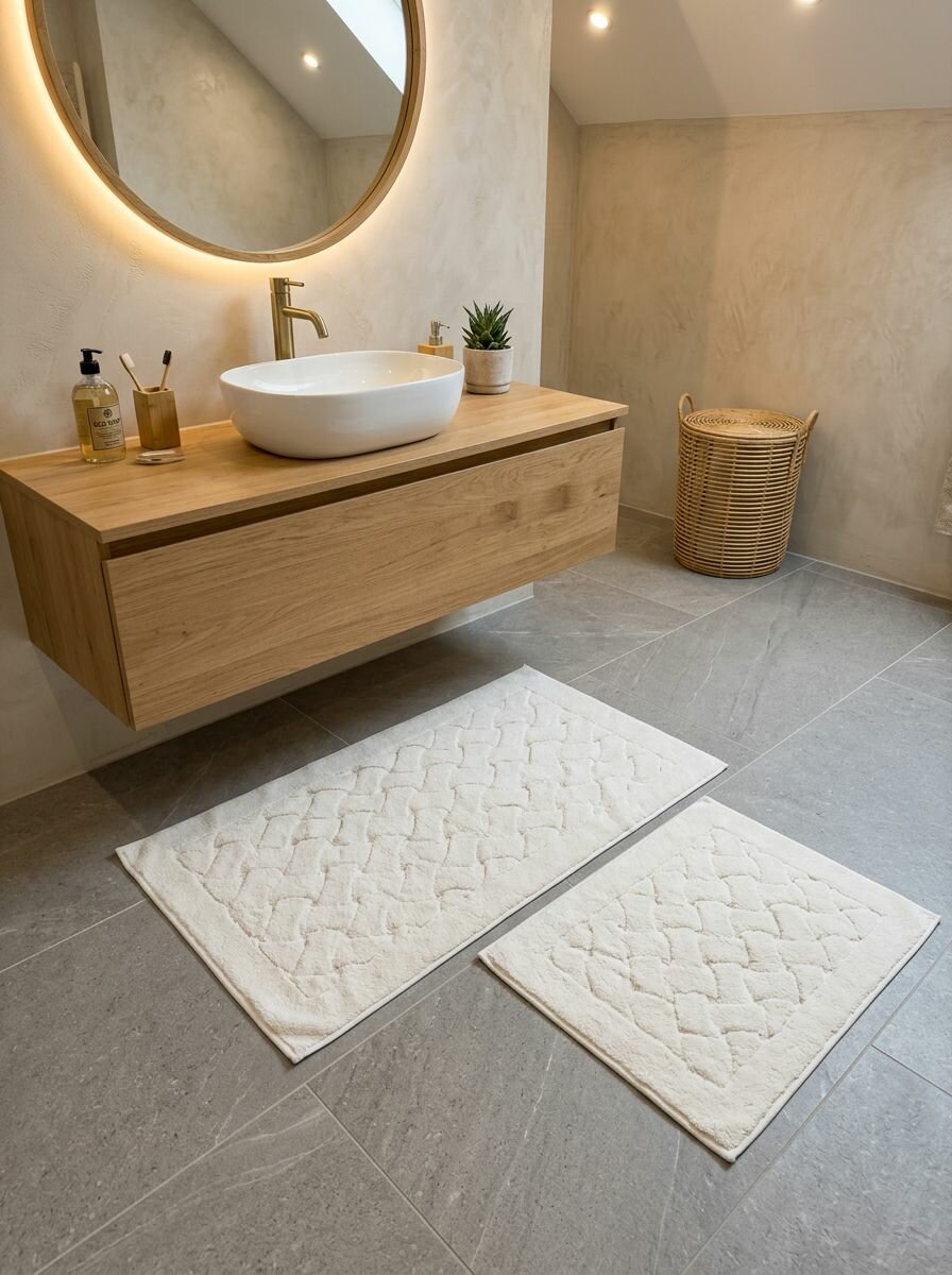 Коврики Natali's Carpets на пол, комплект 2 шт, для ванной и туалета 60х100/60х50 см Турция