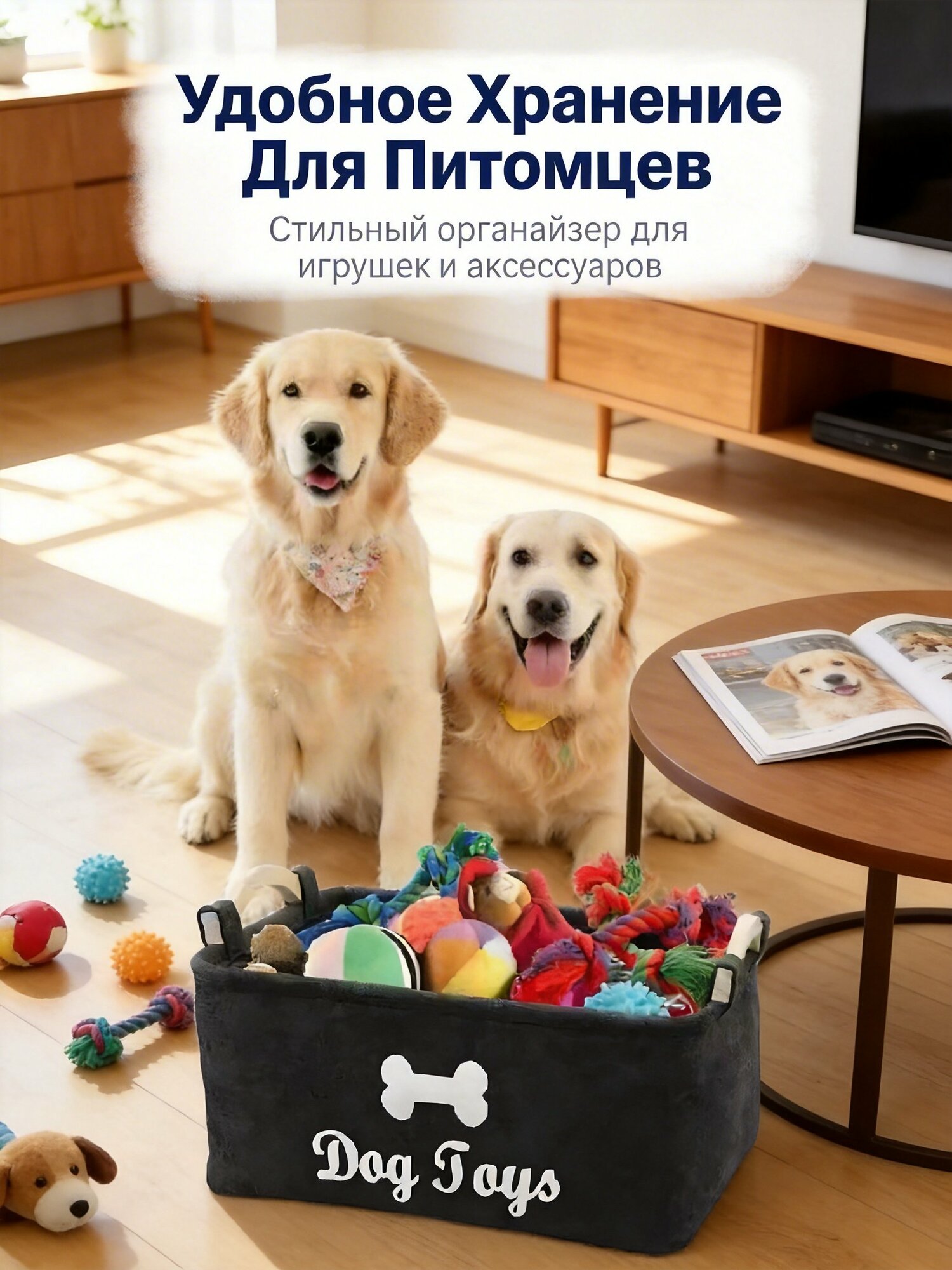 Фетровый ящик для хранения игрушек и аксессуаров питомцев, темно-серая стильная корзина-органайзер для дома