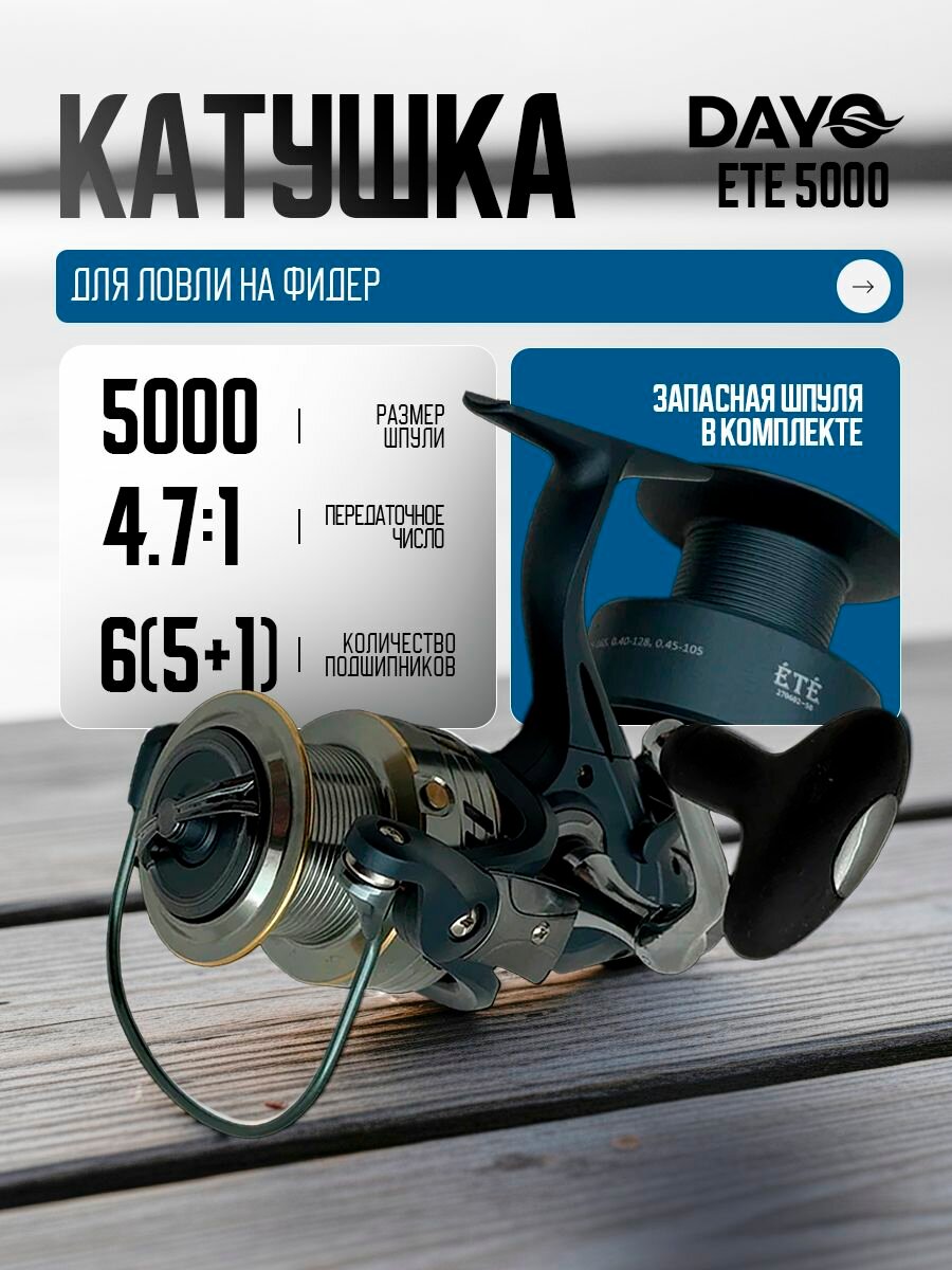 Катушка для спиннинга фидера ETE 5000, в комплекте две шпули, конусная шпуля