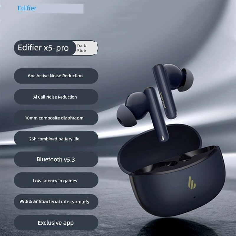 Edifier X5 Pro True Wireless Bluetooth Наушники с Активным Шумоподавлением для Студентов, Спорта, Бега, Игр — Новые,