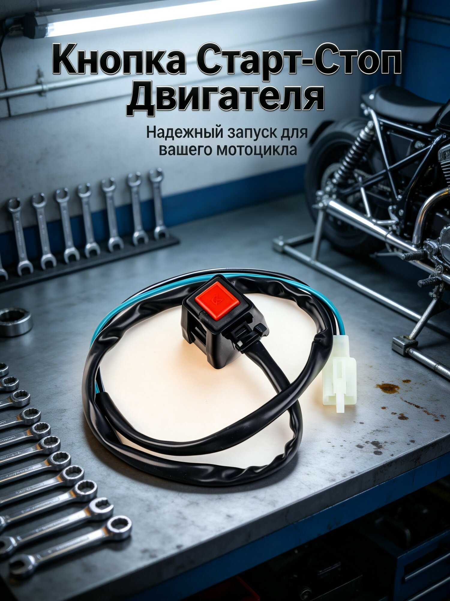 Универсальная квадратная кнопка старт-стоп для запуска двигателя, под ручку сцепления для мотоцикла, питбайка, кросса и квадроцикла