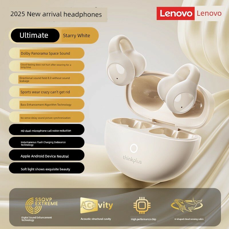 Lenovo Открытые наушники с костной проводимостью Bluetooth беспроводные спортивные наушники с шумоподавлением для бега