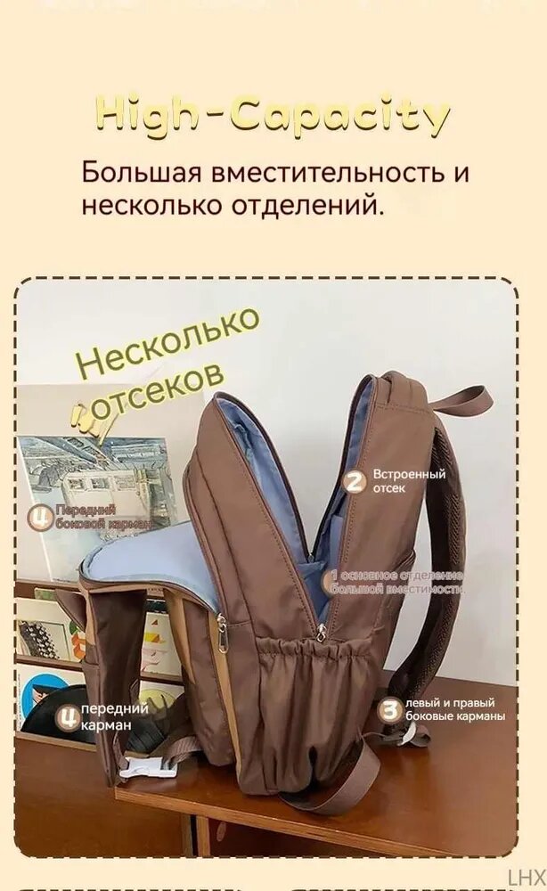 Сумка школьная белая, черная, голубая с воздухопроницаемой спинкой и непромокаемым дном — фото 1