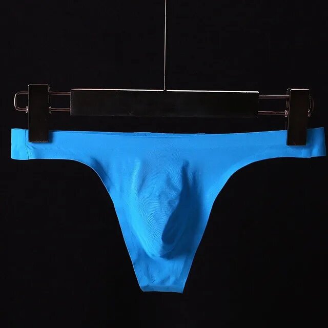 Мужские стринги синие XXXL, бесшовные, дышащие