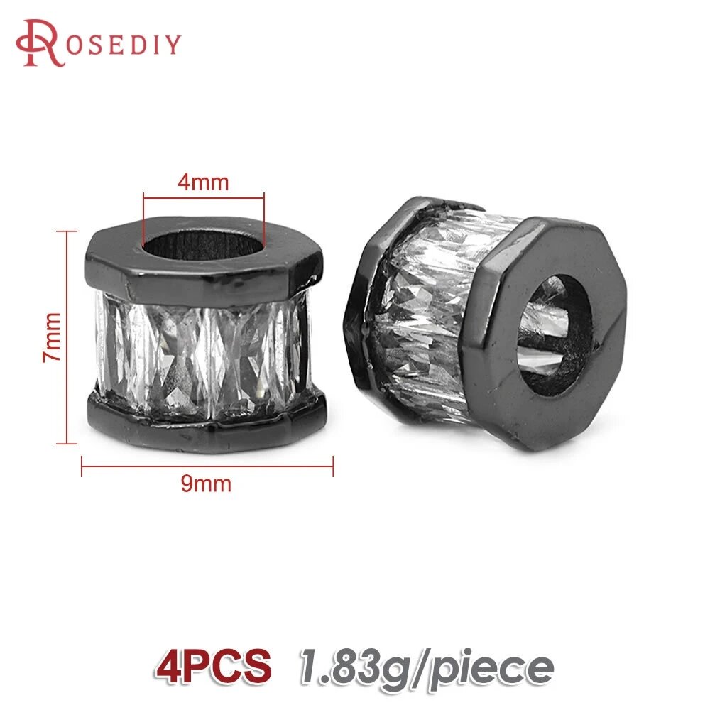 Разделители-бусины из латуни Rosediy Gun Metal 9,5x5,5 мм