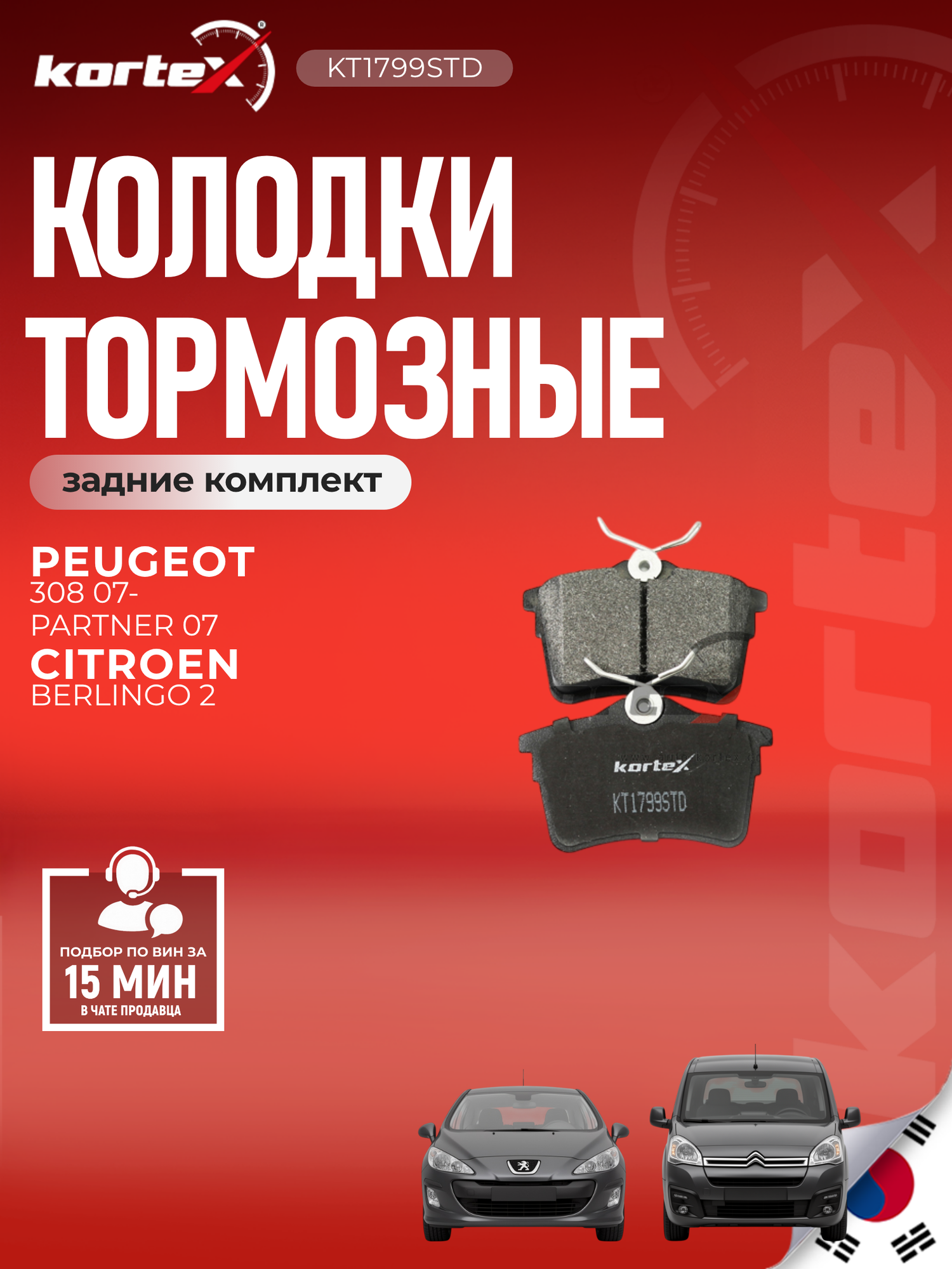 Колодки тормозные задние комплект Рено, Шкода, Форд, Ауди, Ситроен