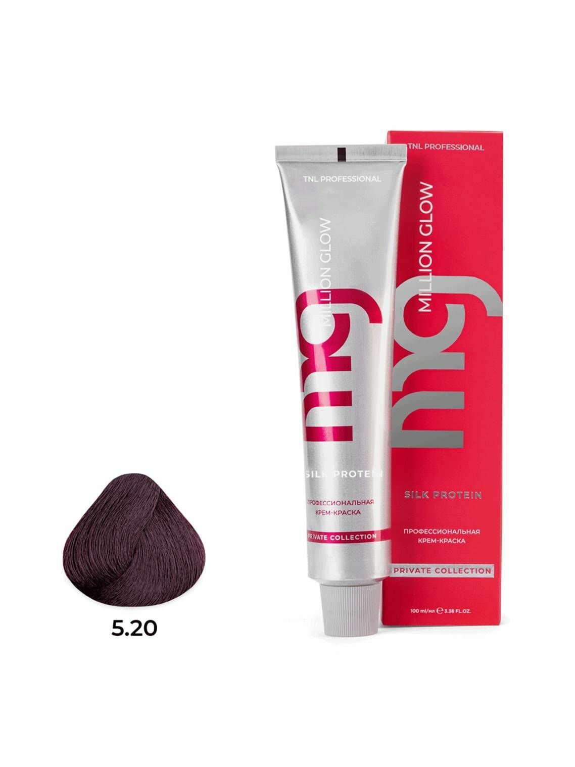 Крем-краска для волос Million glow Private collection Silk protein 5.20