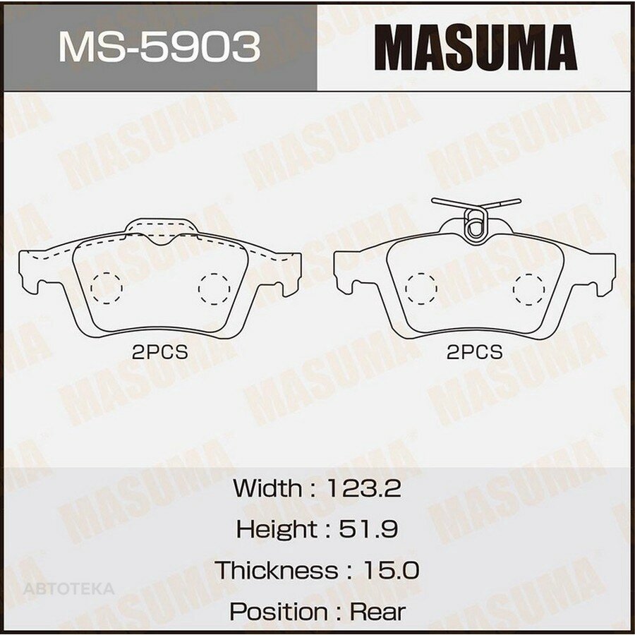Колодки торм. зад. MASUMA MS5903 MAZDA3/5/Premacy/Axela/Biante 04->