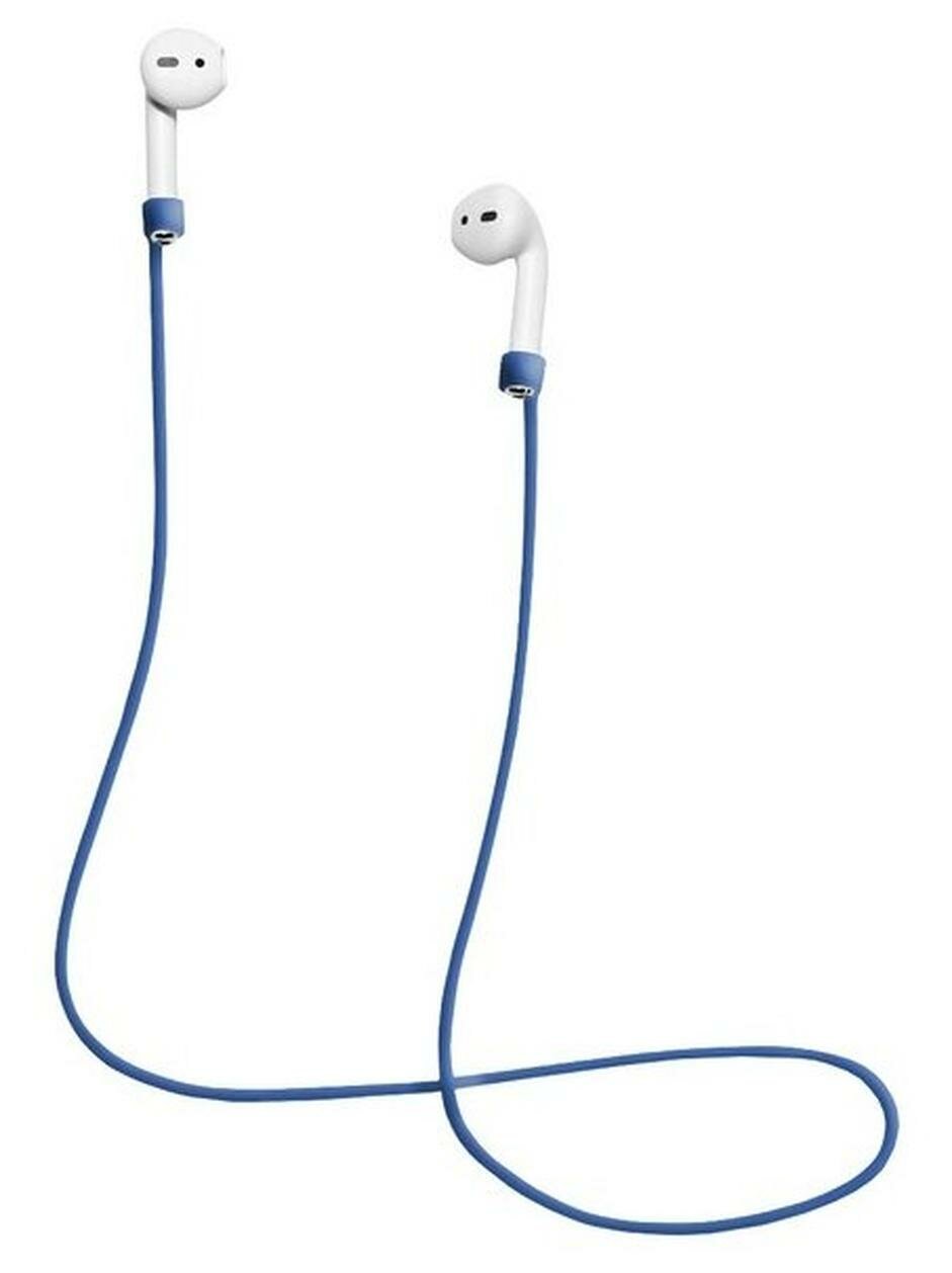 Шнурок Krutoff, для AirPods, силиконовый, влагозащищенный, синий
