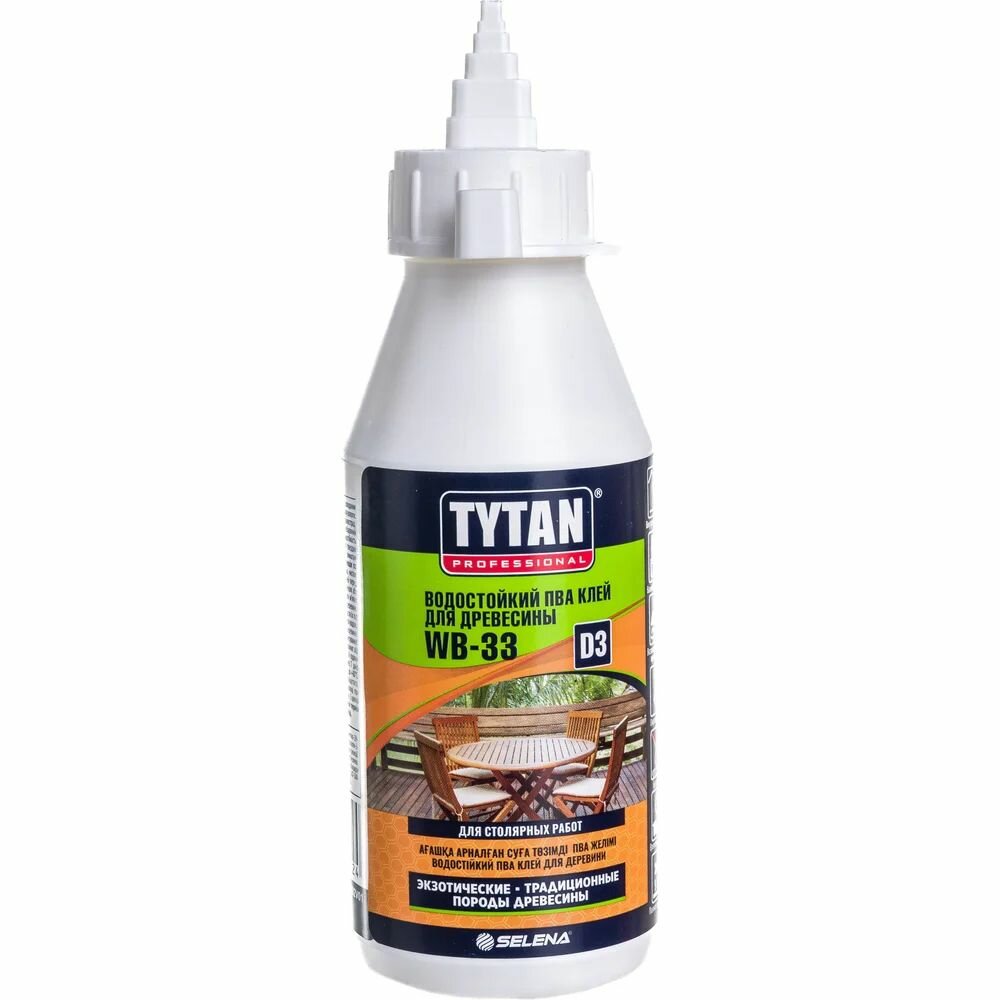 Клей ПВА TYTAN PROFESSIONAL WB 33 D3 для древесины, водостойкий, белый 175 г 16028