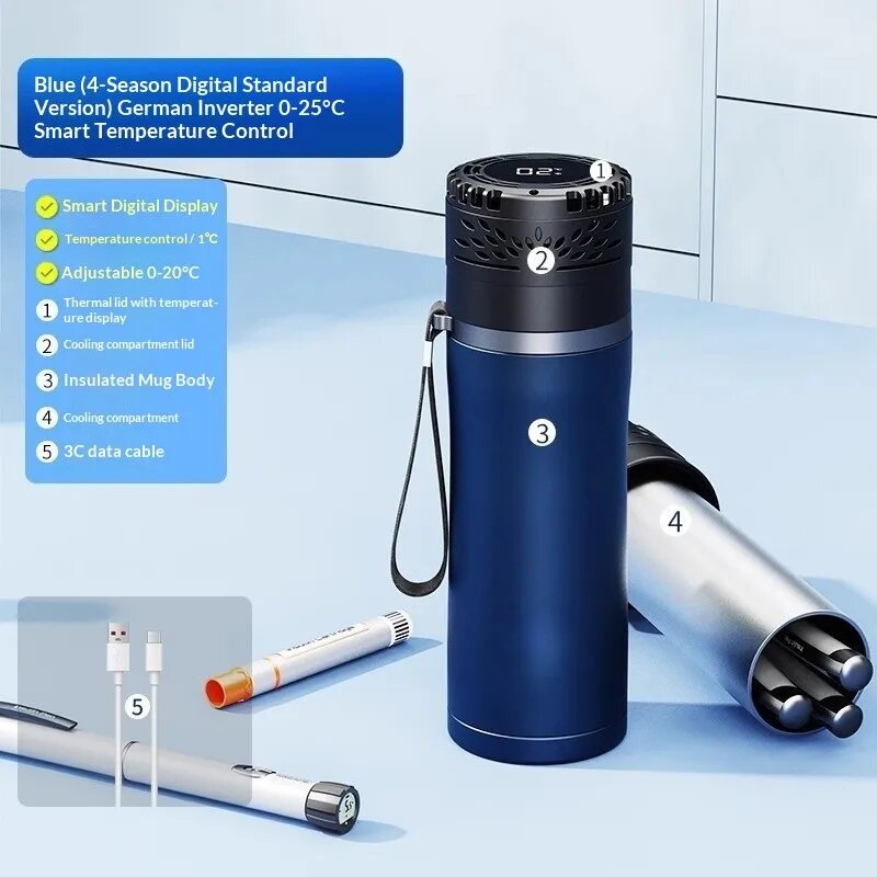 Портативный холодильник для инсулина Blue, 0-25°C