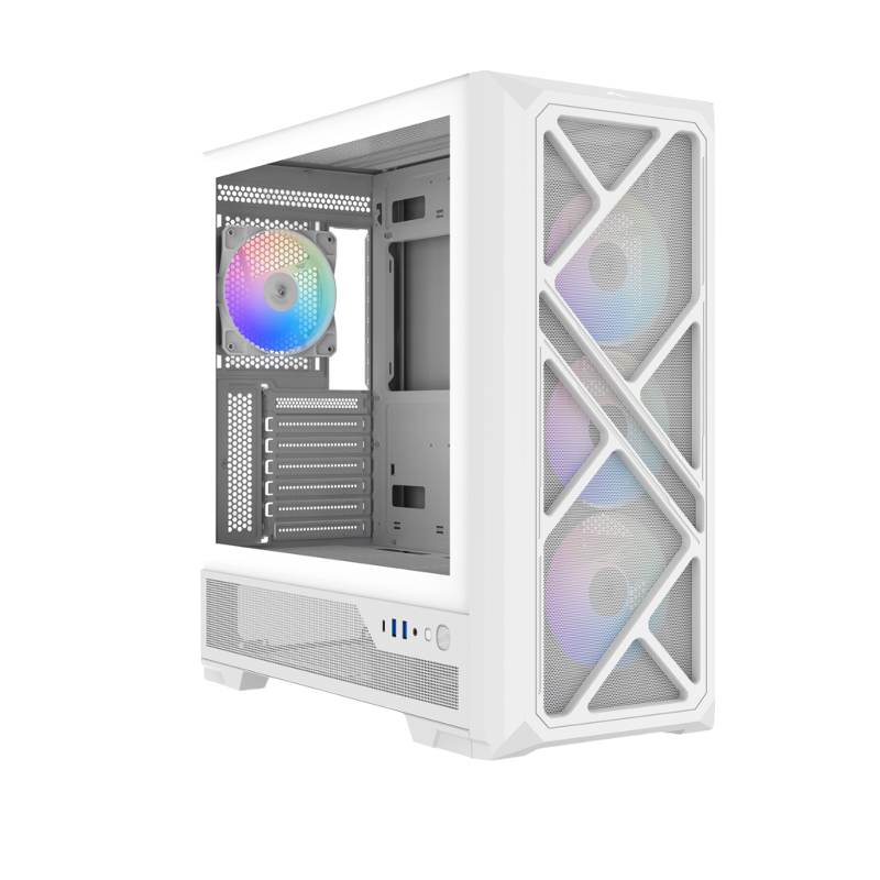 Корпус ПК без блока Case SAMA S41 White, Midi-Tower, TG, 4x120mm ARGB, 2xUSB 3.0 + 1xUSB 3.2 Type-C, ATX, mATX, mITX White S41-WHAMA4X1-GL