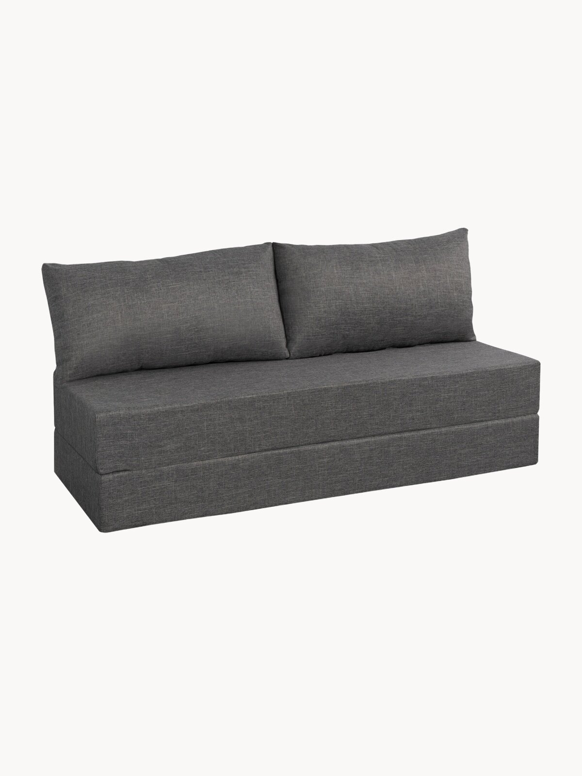 Бескаркасный диван раскладной двухместный прямой Бруклин, книжка, съемный чехол рогожка серый, 2 подушки Ами Мебель