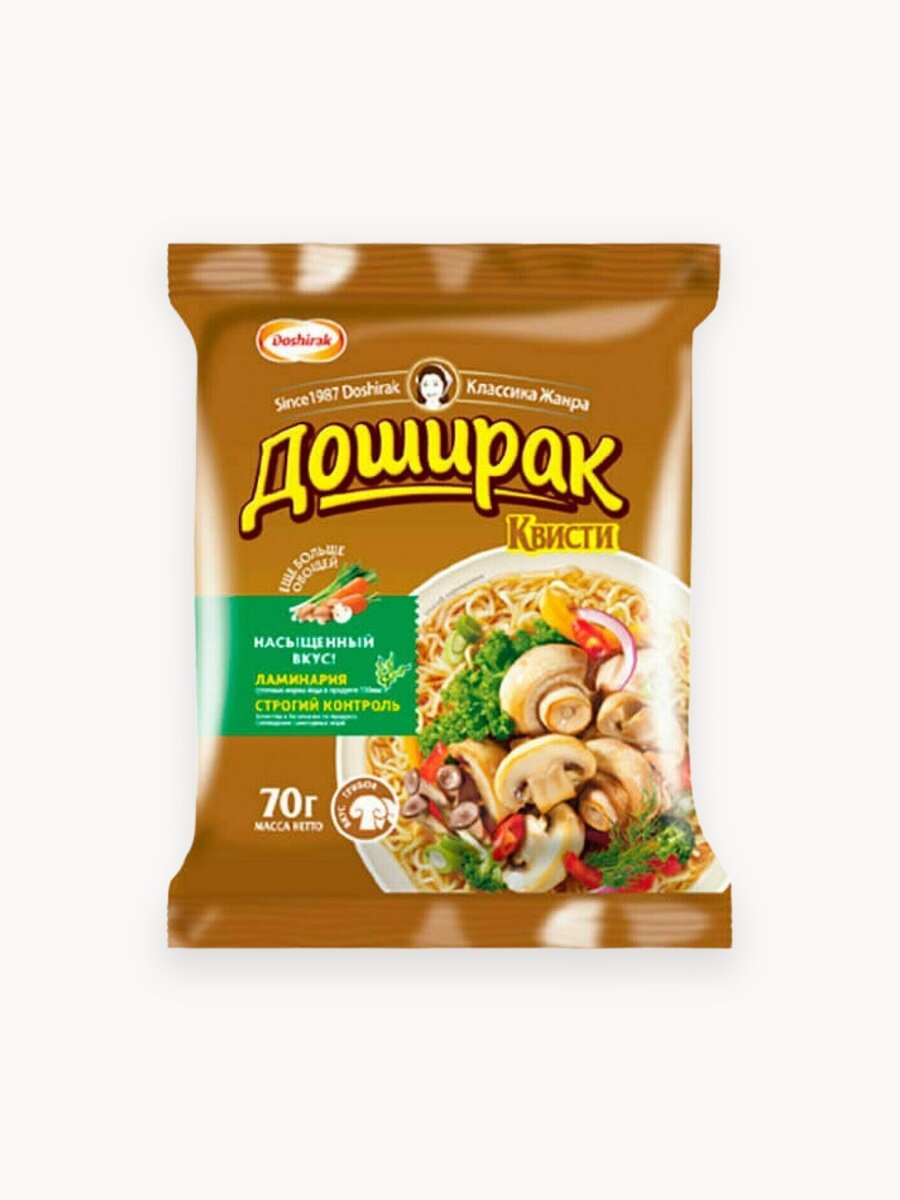 Лапша быстрого приготовления Doshirak Квисти, грибная, 70 г, 48 штук