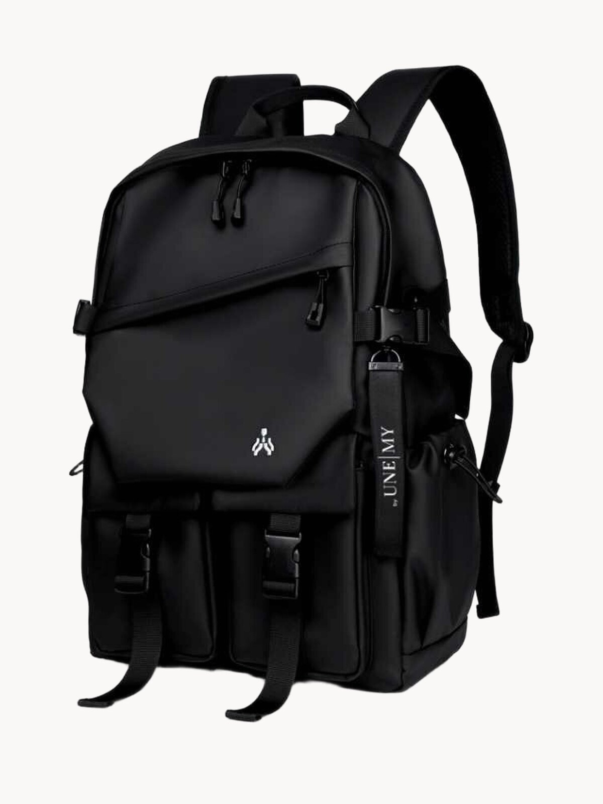 Рюкзак UNE MY , городской, оксфорд, унисекс, анатомический, черный